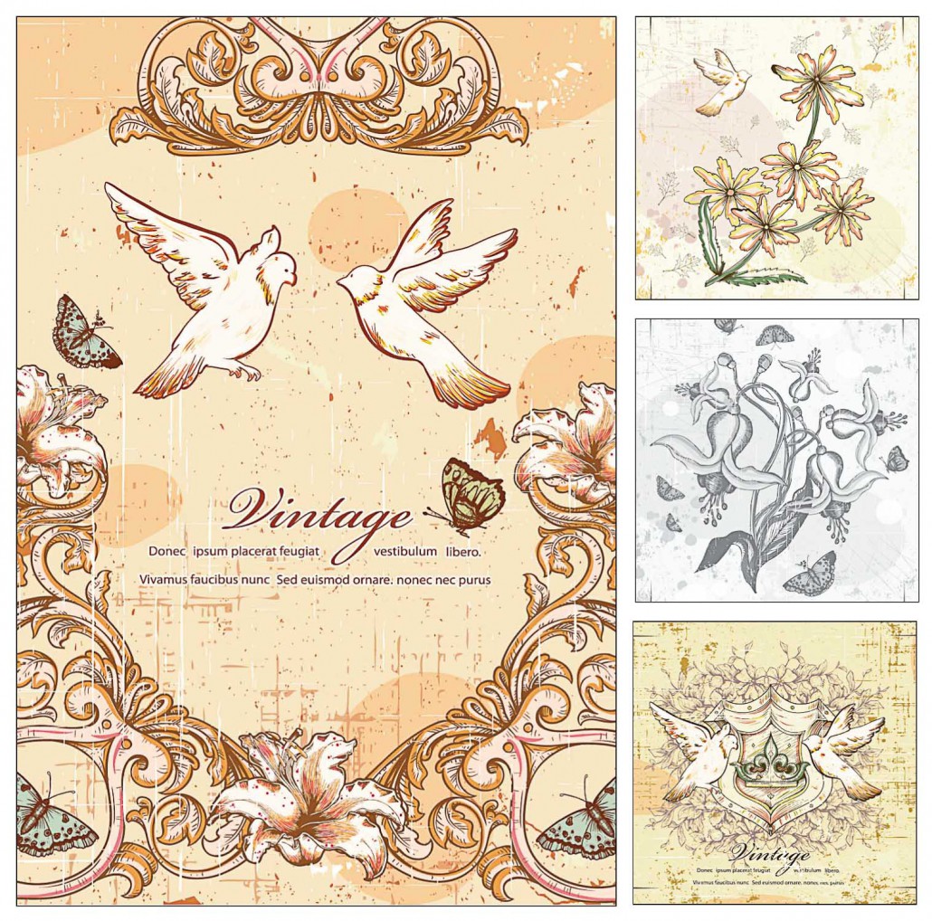 Doves And Flowers Wedding Invitation Card Vector Free Download Doves And Flowers Wedding Invitation Card Vector Free Download
