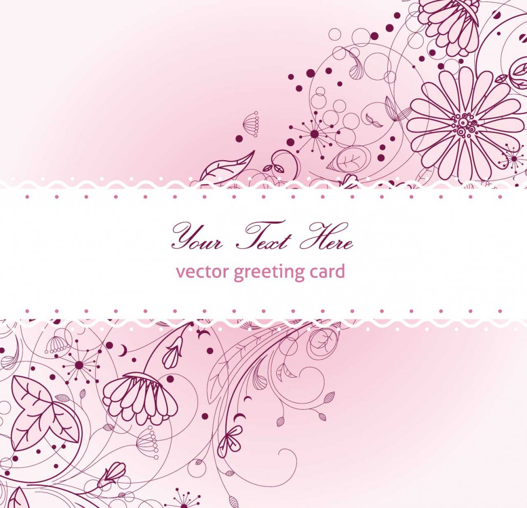 Floral greeting card violet vector | Free download