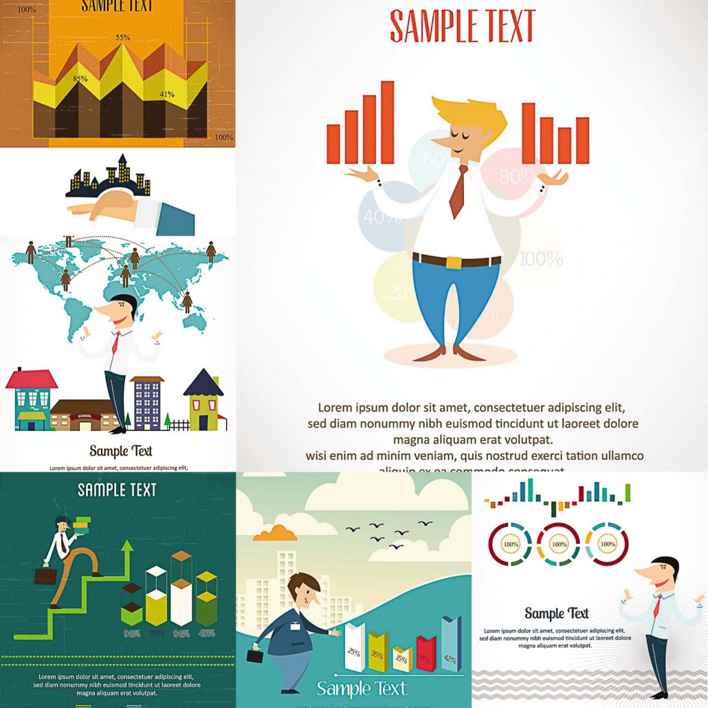 Business vector cartoon card set | Free download