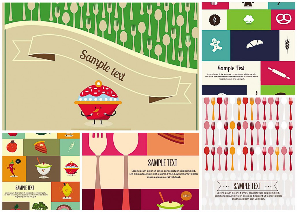 Cartoon food background set vector | Free download