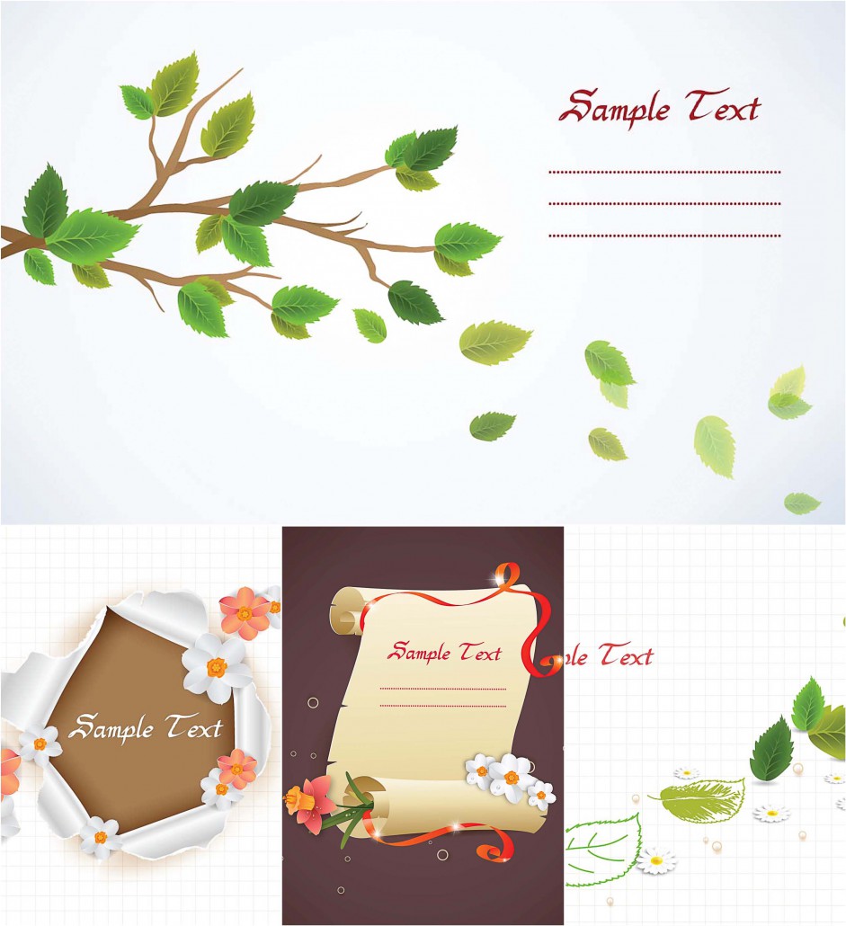 Spring card with leaves set vector | Free download