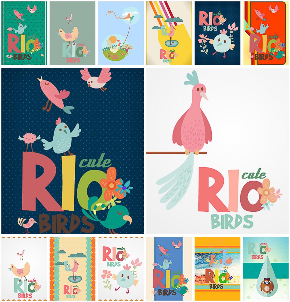 Cute cartoon Rio birds vector set | Free download