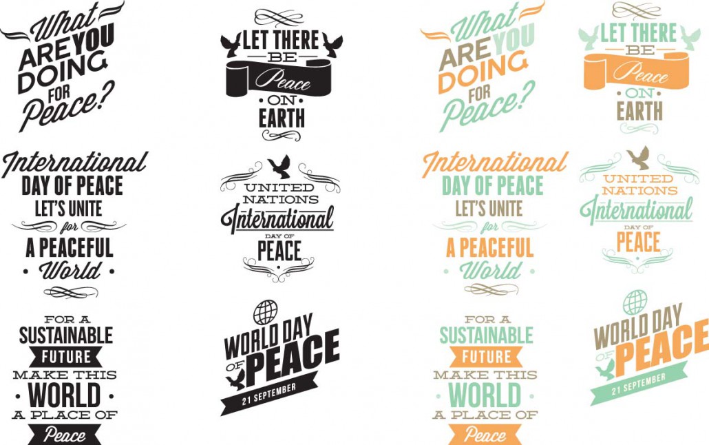 Peace typography day set vector | Free download