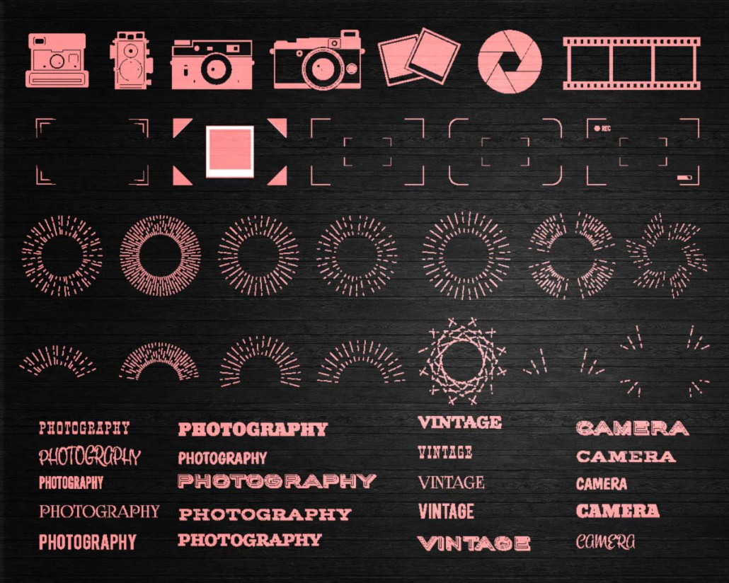 Photography elements and fonts vector | Free download