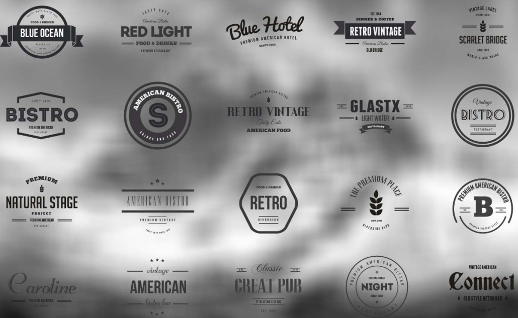 Vintage logos and badges bistro and hotel vector | Free download