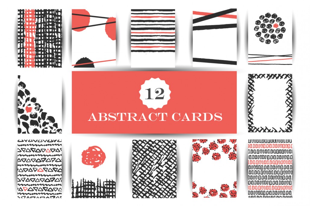 Hand drawn abstract cards vector | Free download