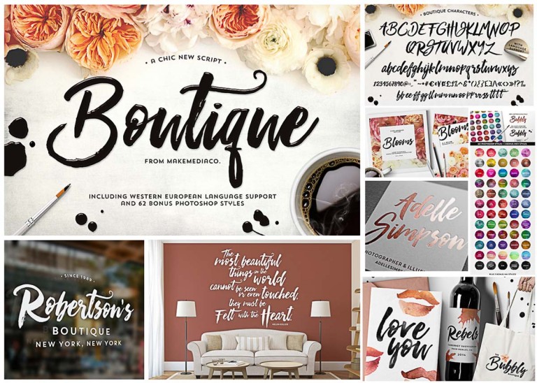 Boutique script and font style set | Free download