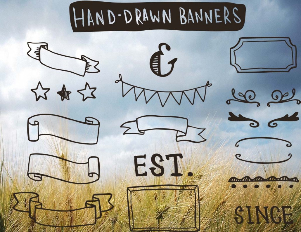 Hand drawn banners and ribbons collection | Free download