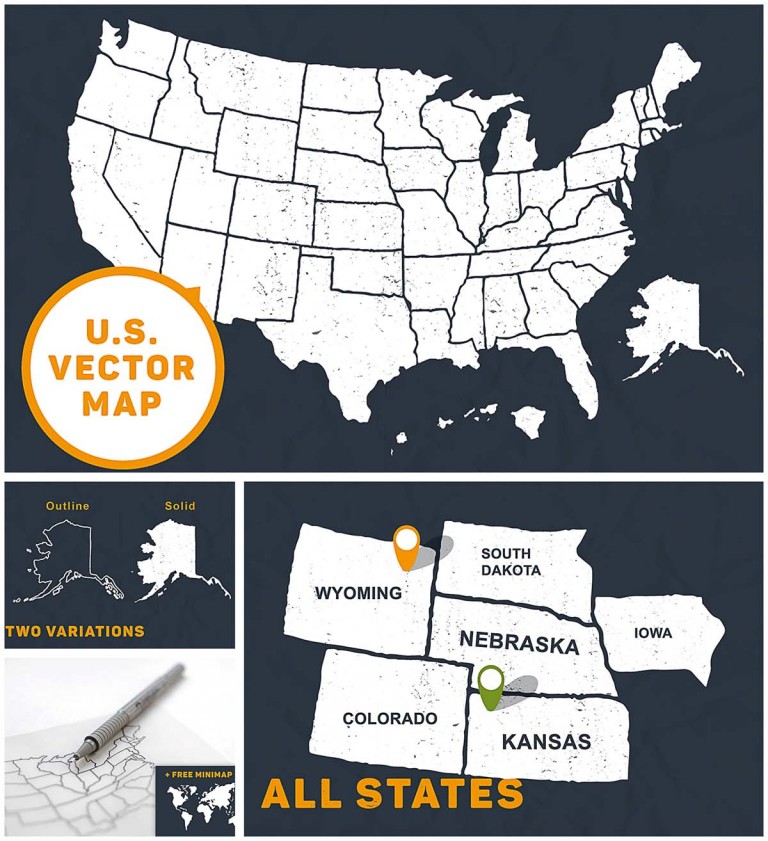 Hand drawn US map vector | Free download