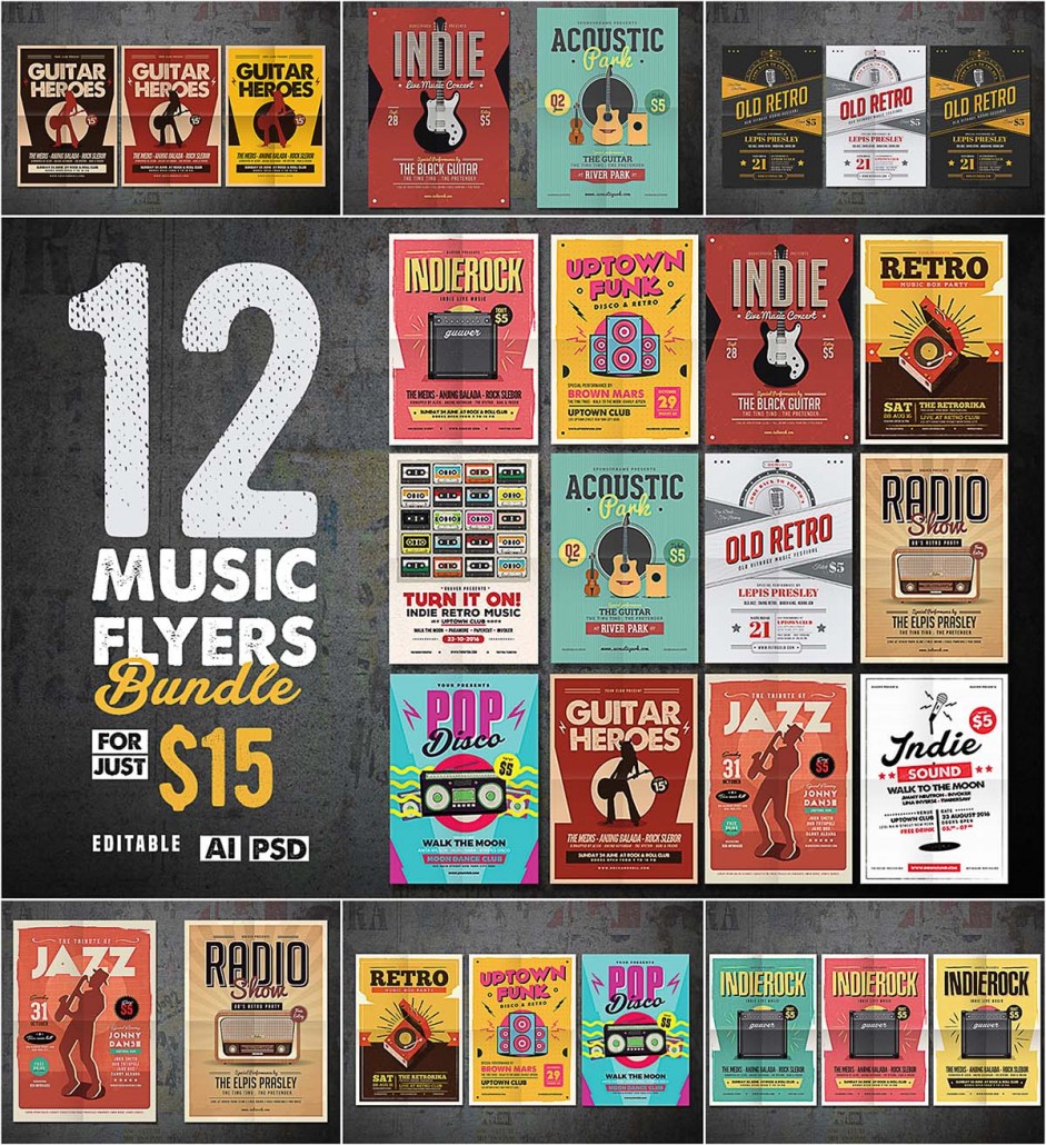 Set of music flyers and posters | Free download