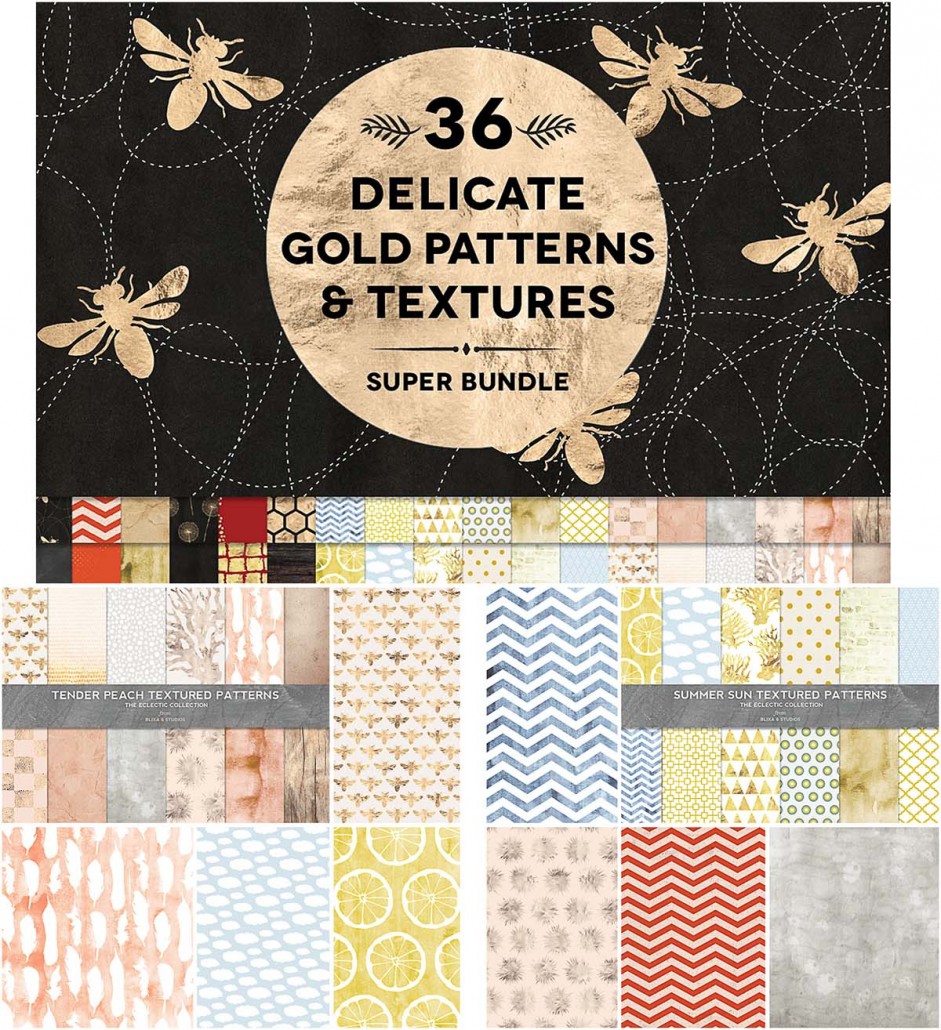 Delicate gold patterns bundle | Free download