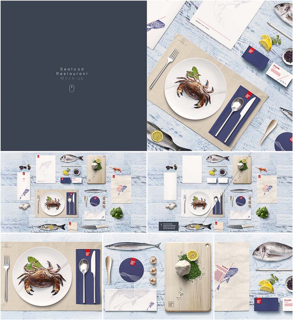 Fish restaurant mockup set | Free download