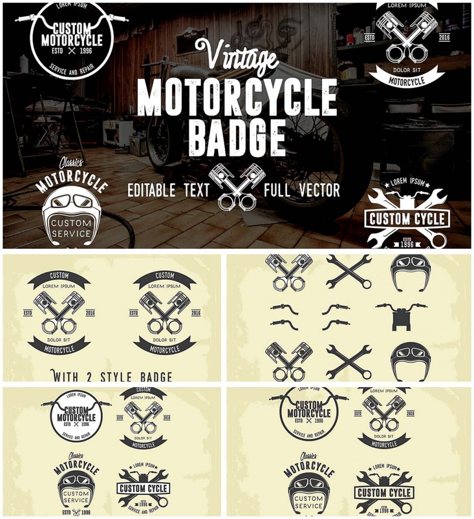 Retro motorcycle badges collection | Free download