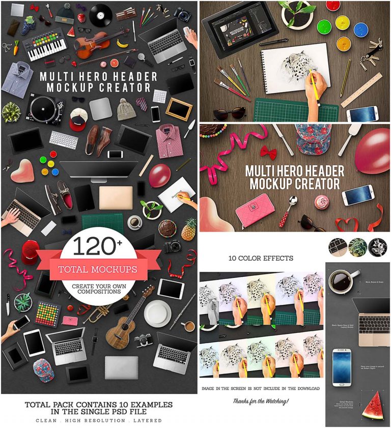 Multi hero mockup creation kit | Free download