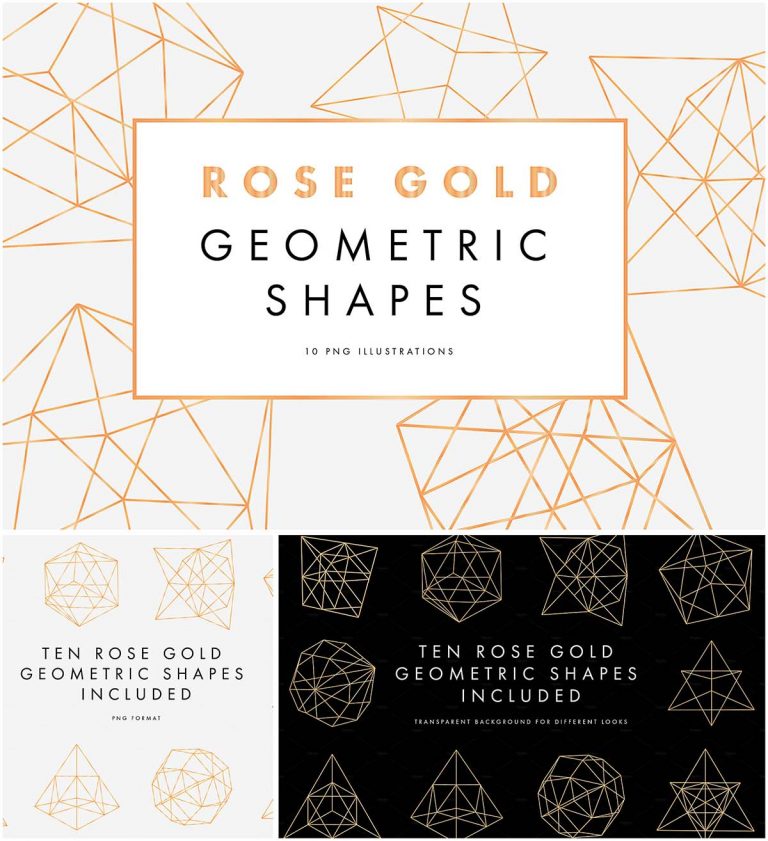 Rose gold geometric shapes collection | Free download