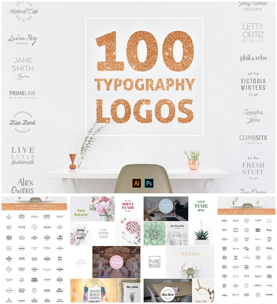 Typography logotypes collection | Free download
