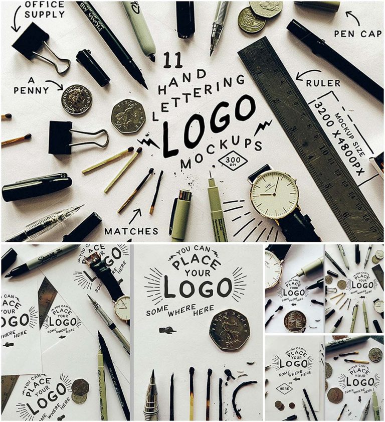 Hand lettering logo mockups | Free download