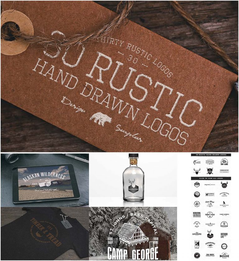 Rustic hand drawn logos bundle | Free download