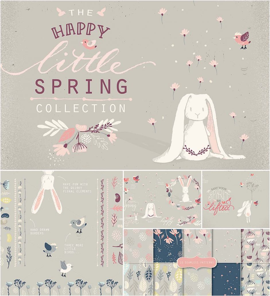 Cute spring illustration set | Free download