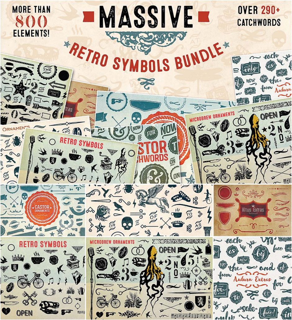 Massive retro symbols collection | Free download