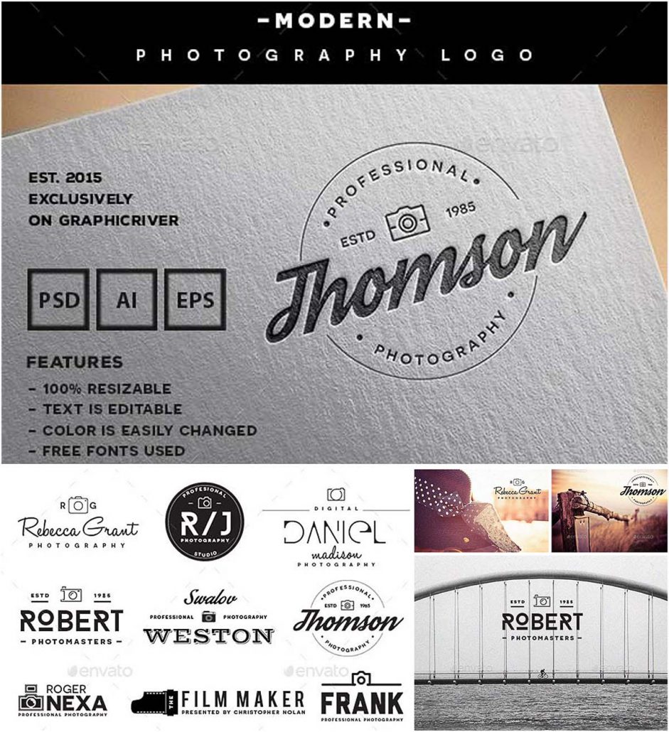 Modern photography logo set | Free download
