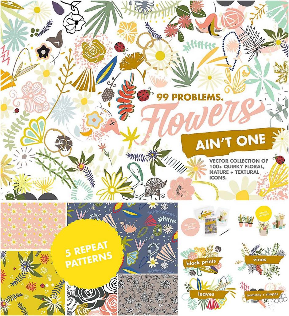 Quirky floral vector collection | Free download