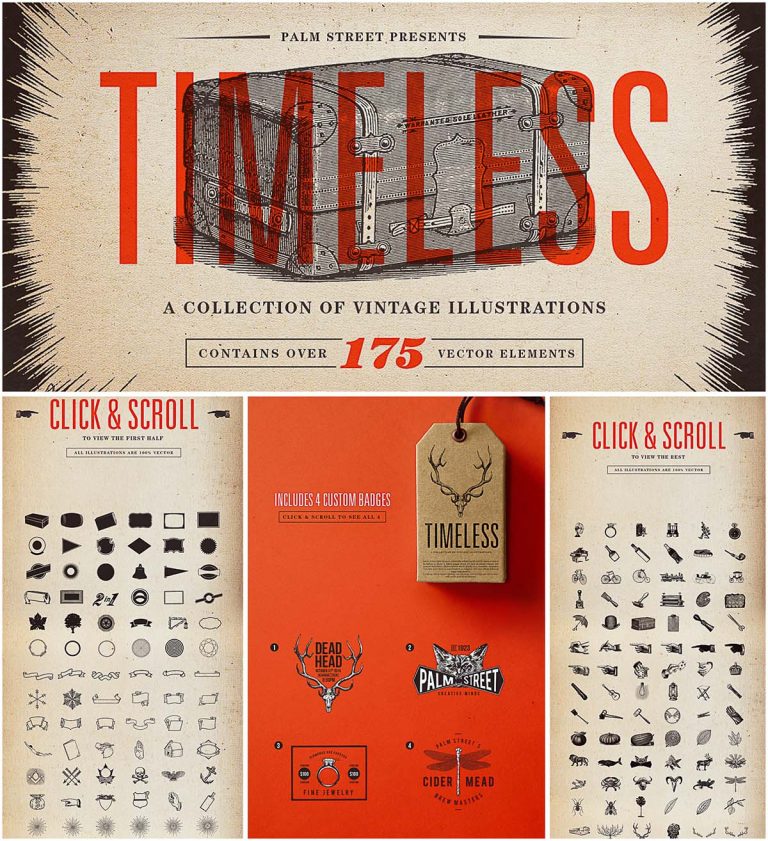 Timeless vintage illustration collection | Free download