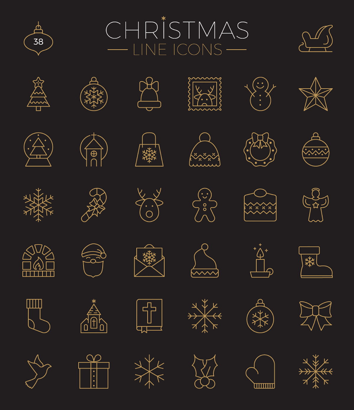 Сhristmas line icons | Free download