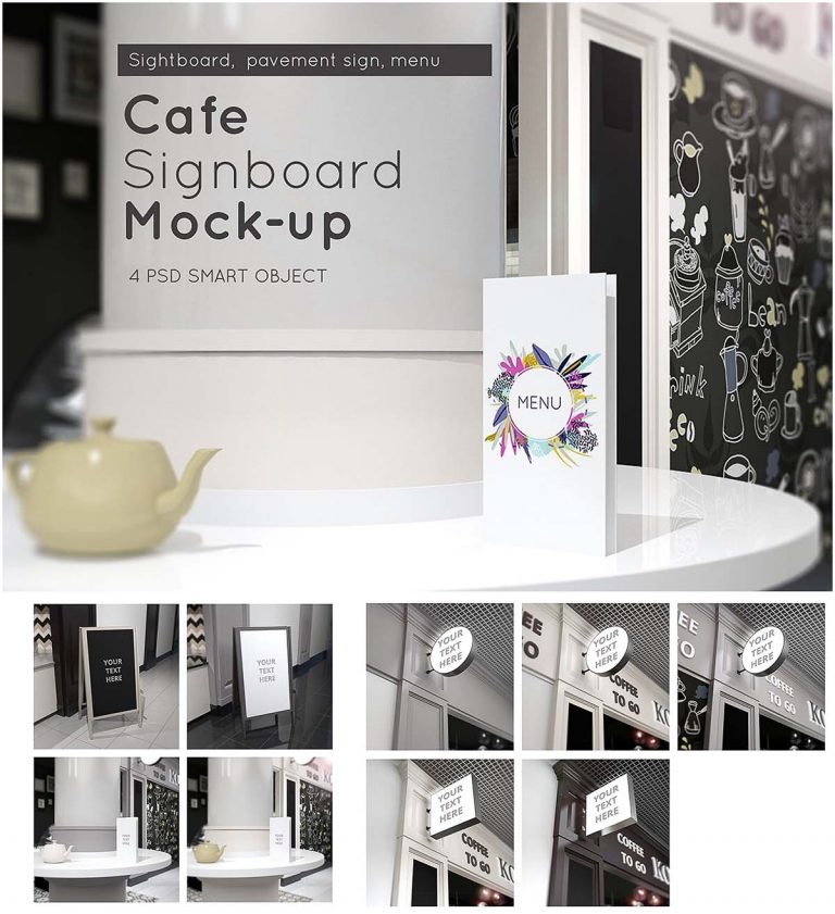 Cafe sign mockup | Free download