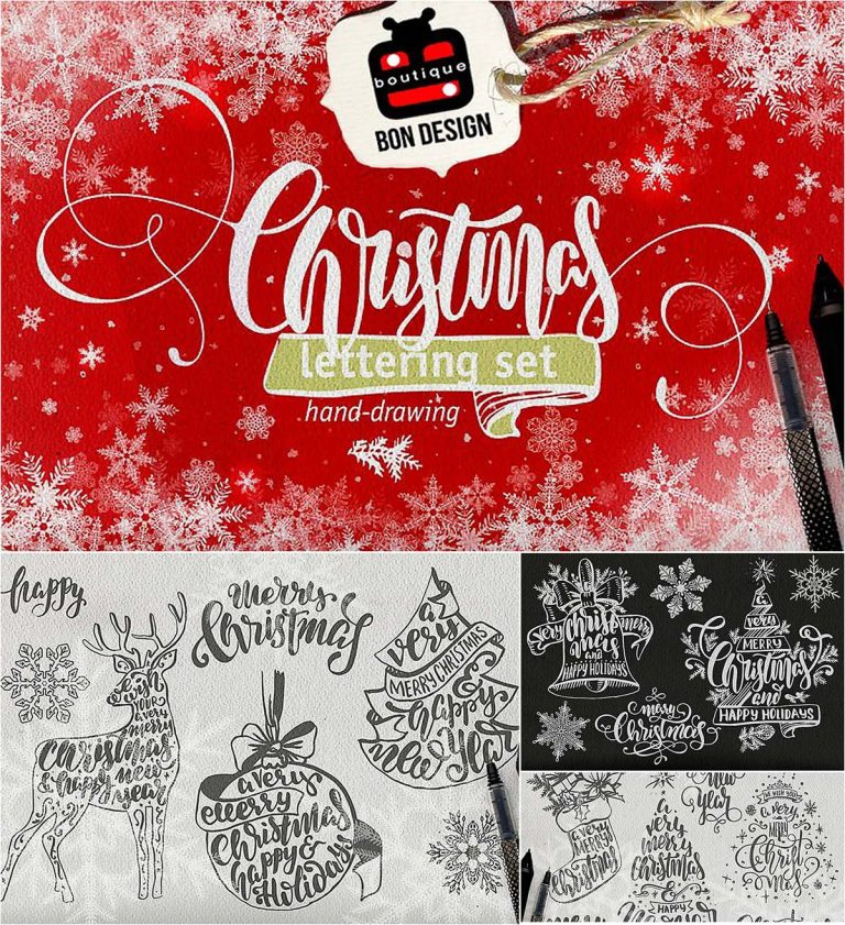 Set of xmas lettering | Free download