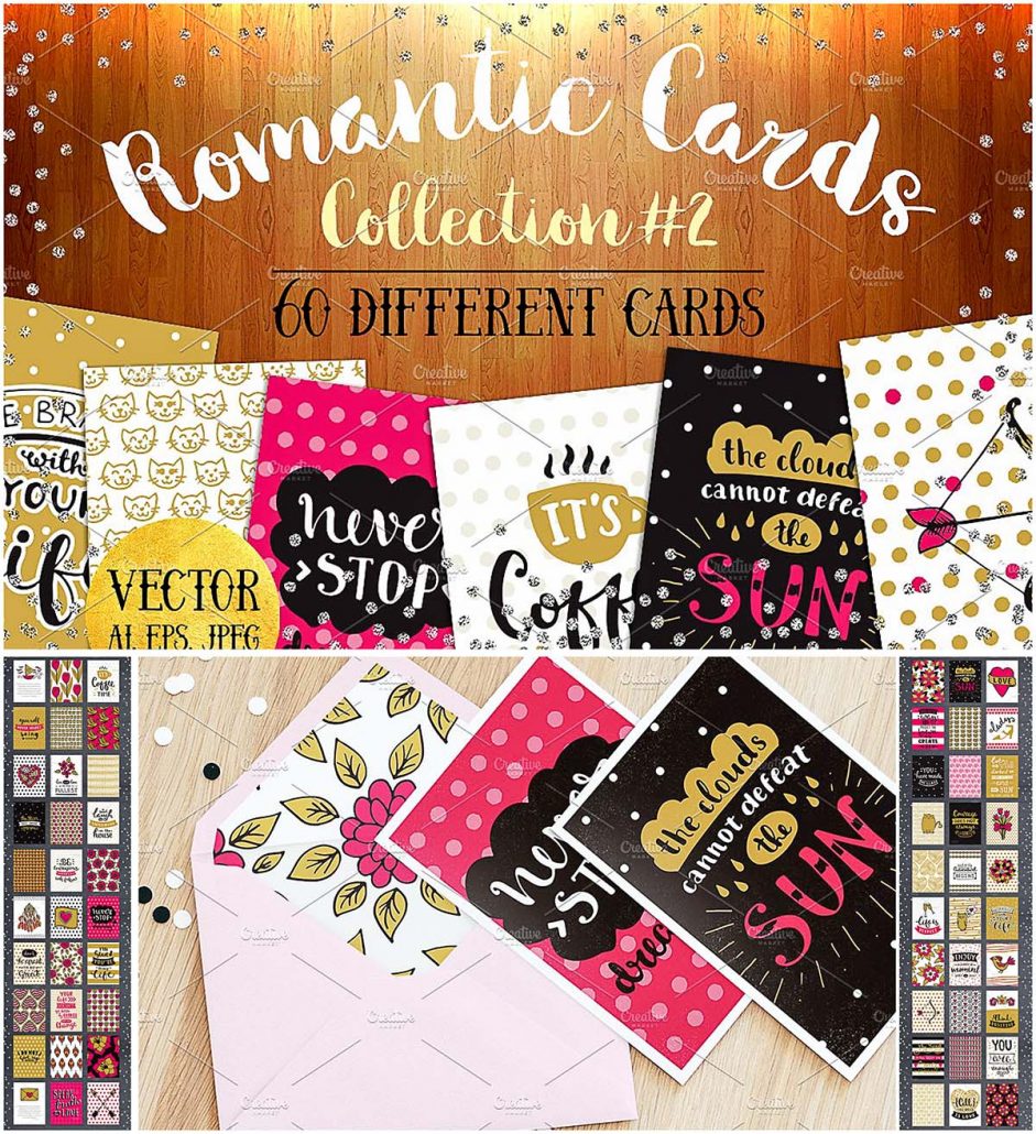 60 romantic cards set | Free download