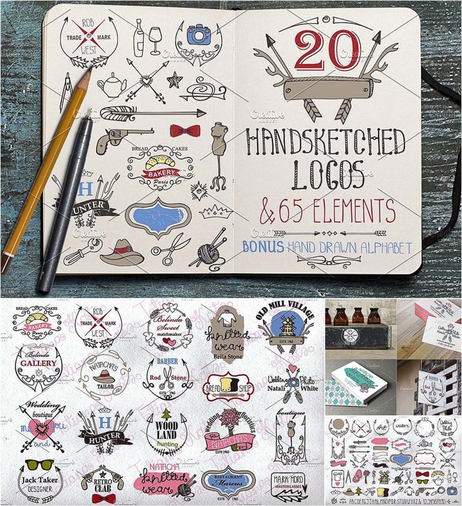 Hand drawn logo bundle | Free download