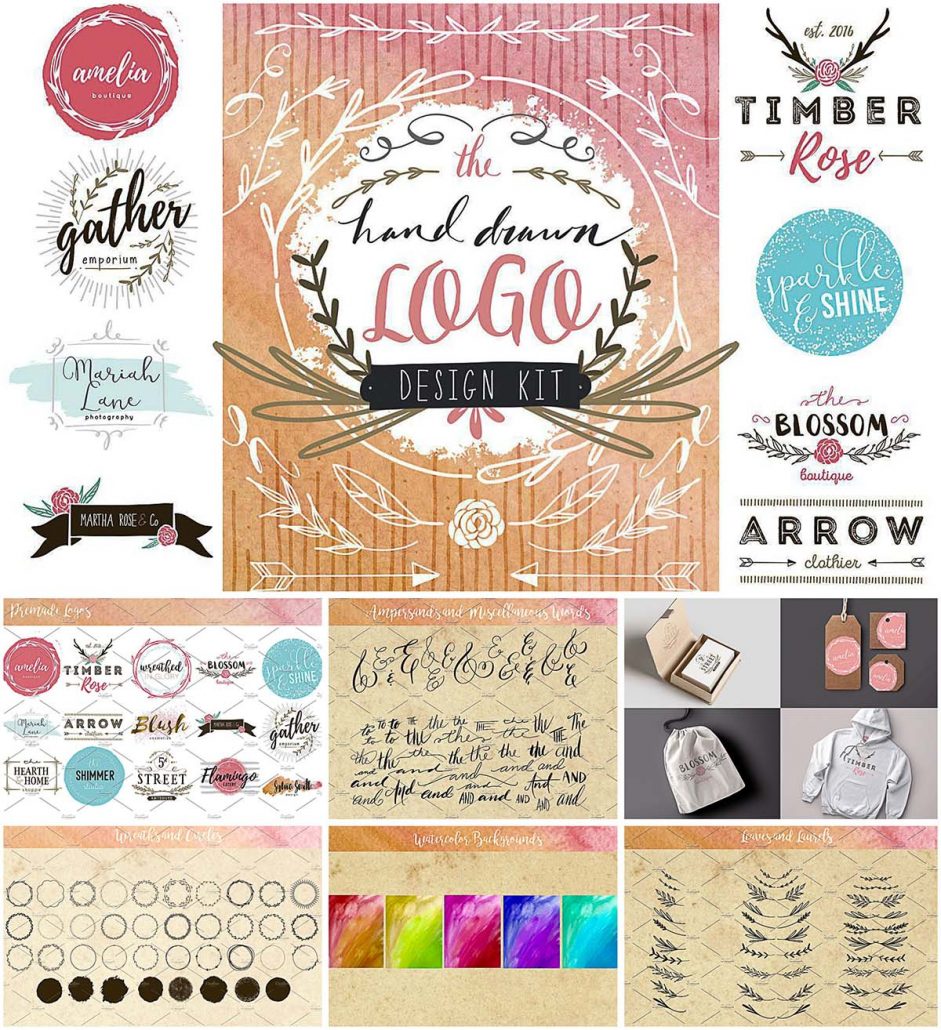 Hand drawn logo designer kit | Free download