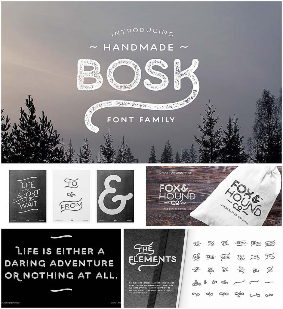 Bosk hand font family | Free download