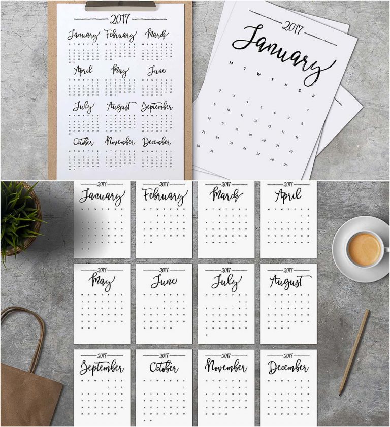 Calendar minimalistic 2017 | Free download