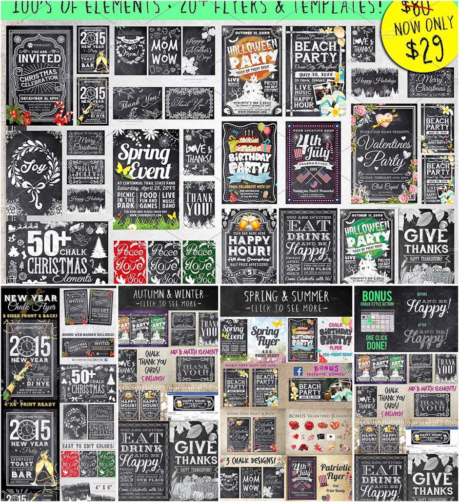 Mega chalk holiday occasions bundle | Free download