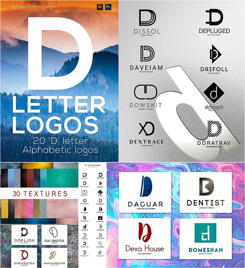 Alphabetic logos set | Free download