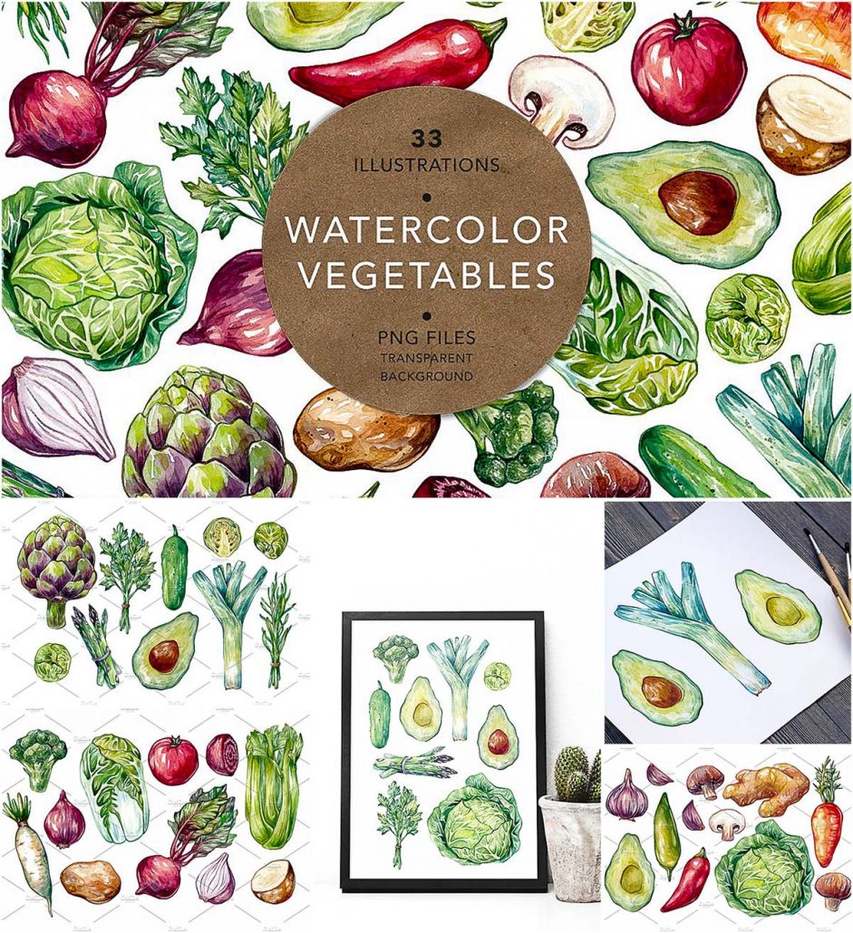 Watercolor vegetables | Free download