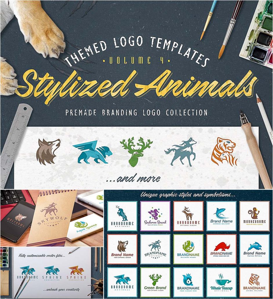 Stylized animals logo bundle | Free download