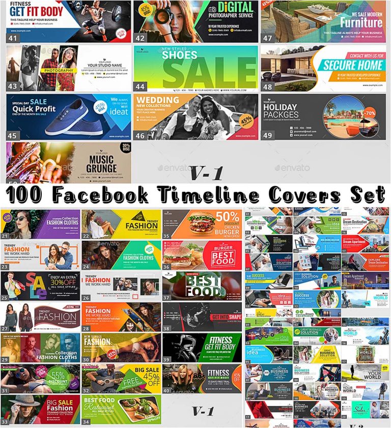 100 facebook timline covers set | Free download