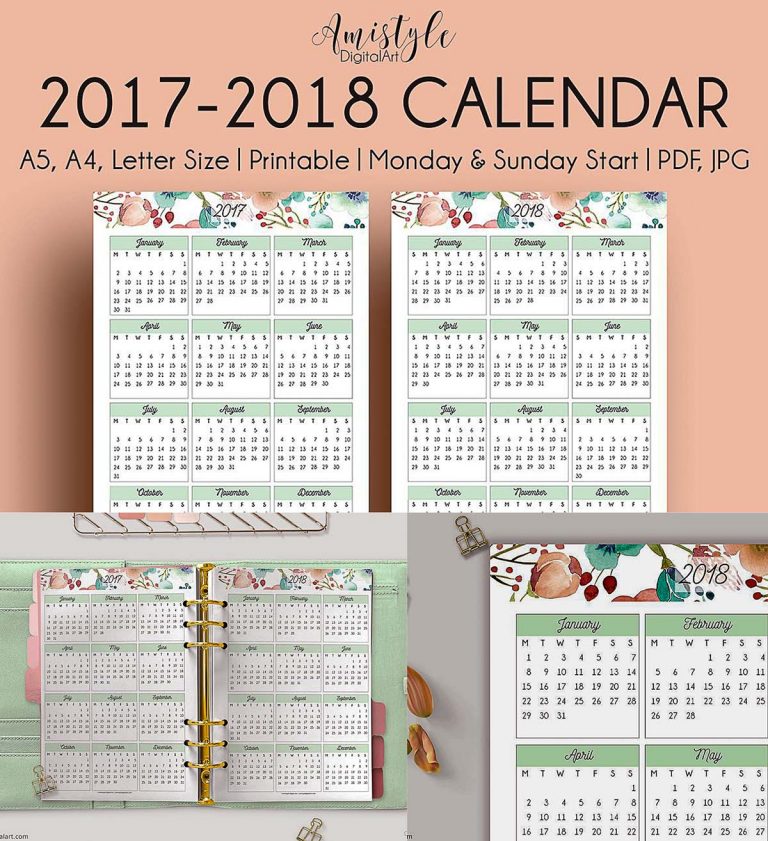 Printable calendar 2017 2018 | Free download