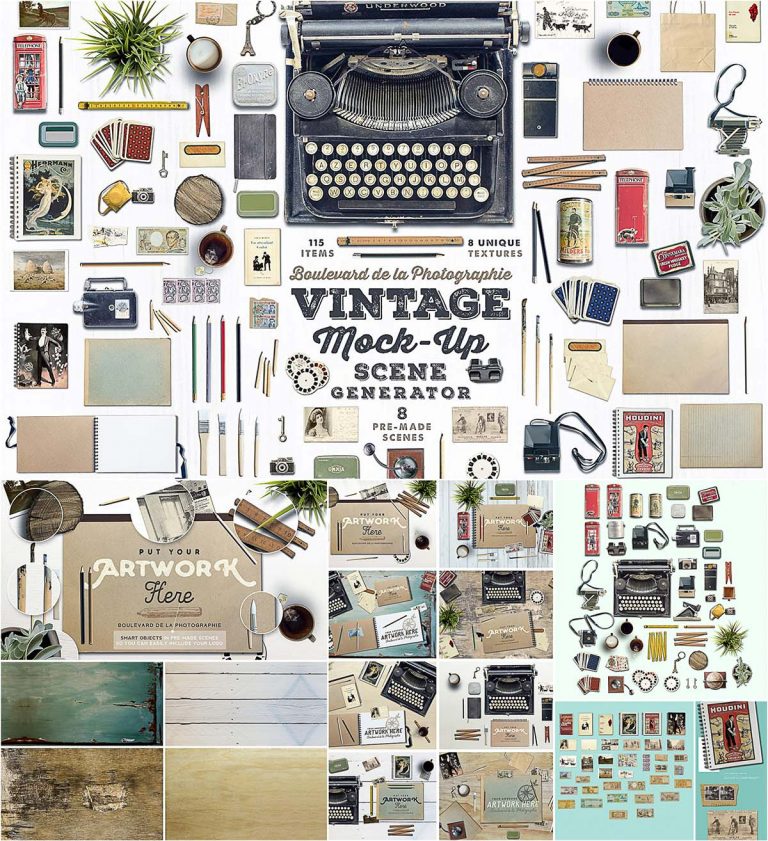 Vintage mockup scene generator | Free download