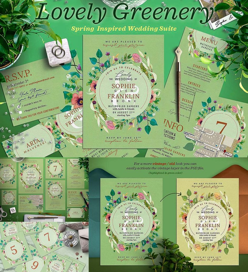 Wedding suite lovely greenery set | Free download