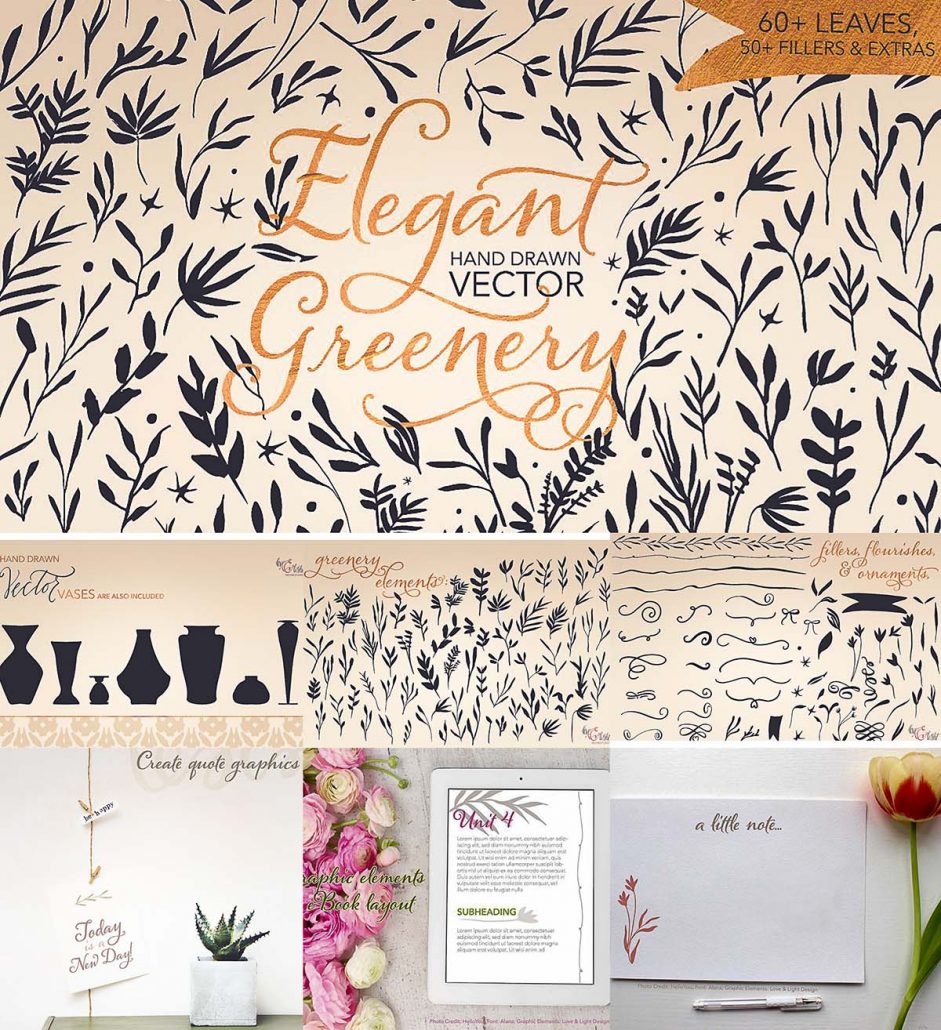 Elegant hand drawn vector greenery | Free download
