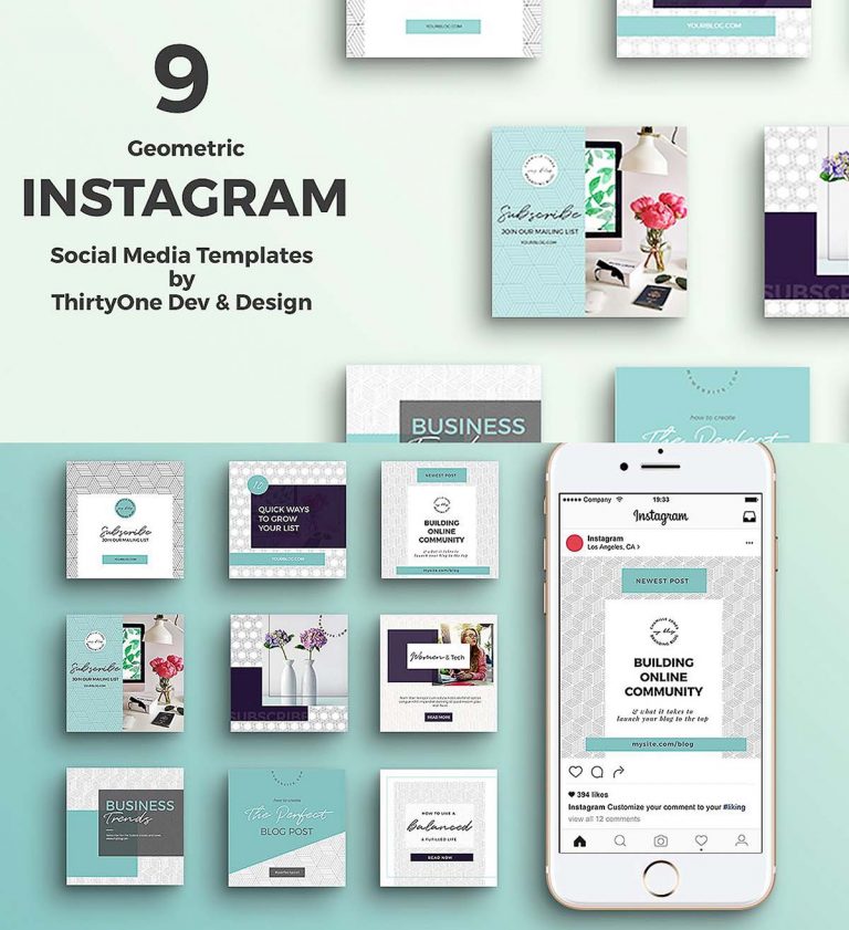 Geometric Instagram templates set | Free download
