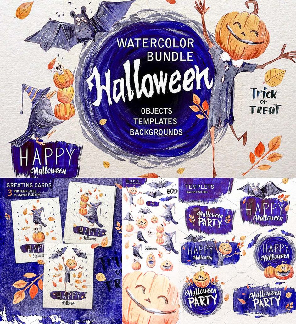 Halloween watercolor set | Free download