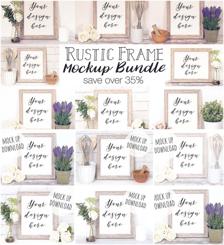 Rustic frame mockup bundle | Free download
