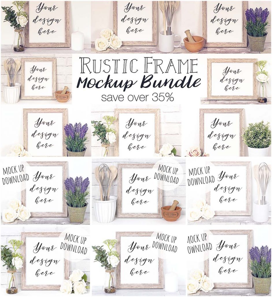 Rustic frame mockup bundle | Free download