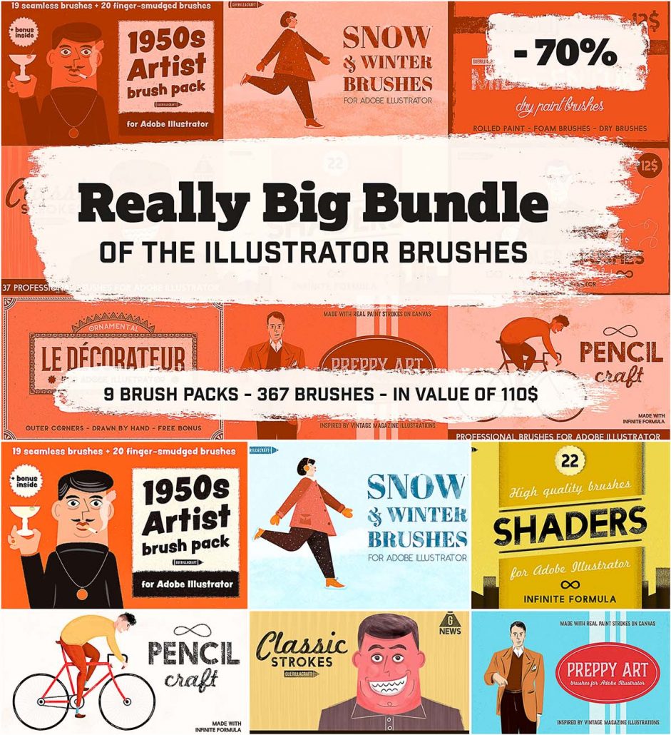 Big Bundle of Illustrator Brushes | Free download