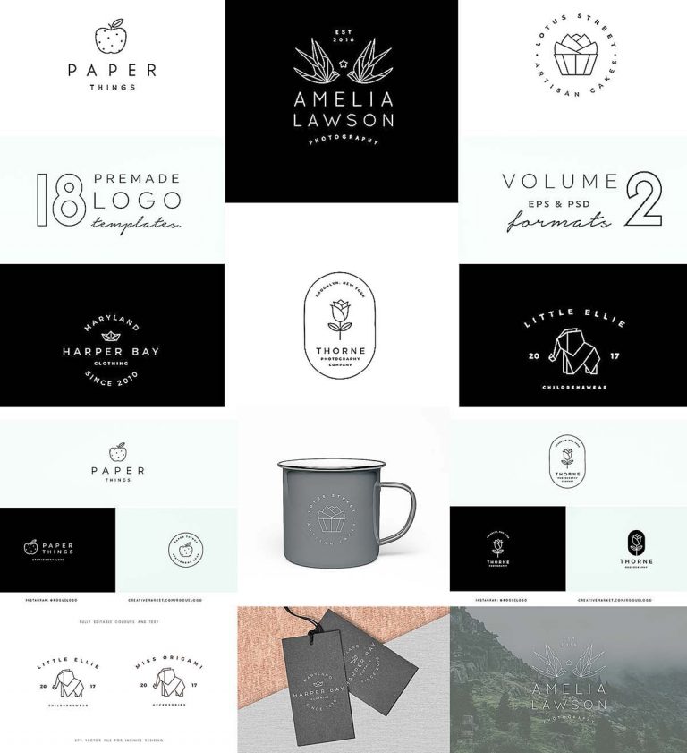 Monoline premade logo templates | Free download
